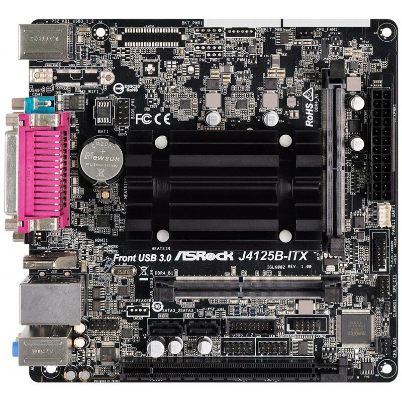 Материнская плата ASRock J4125B-ITX Celeron J4125 onboard PCI-E Dsub+HDMI GbLAN SATA Mini-ITX ...